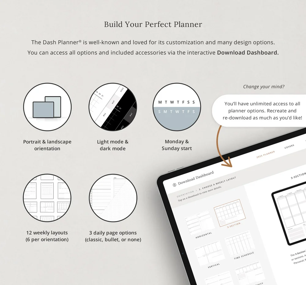 2025 Digital Planner with Calendar Links — Dash Planner