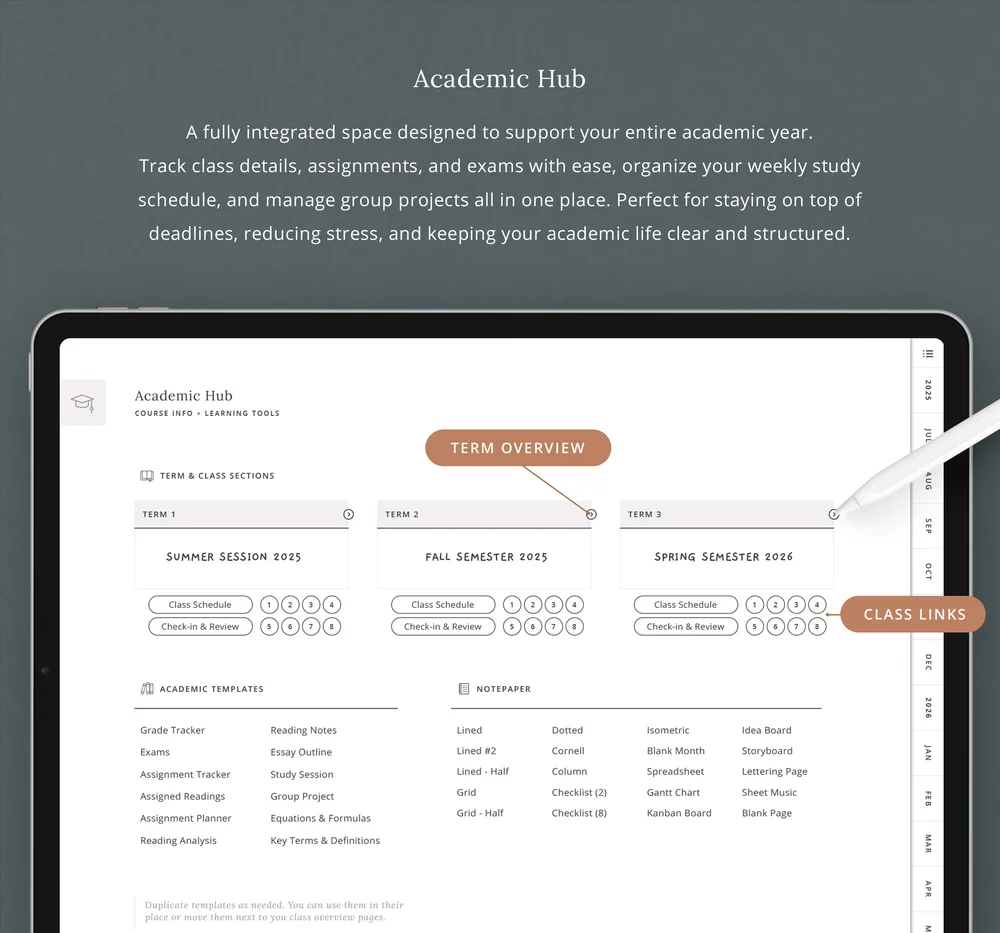 2025-2026 Digital Academic Planner for iPad | Hyperlinked Student ...