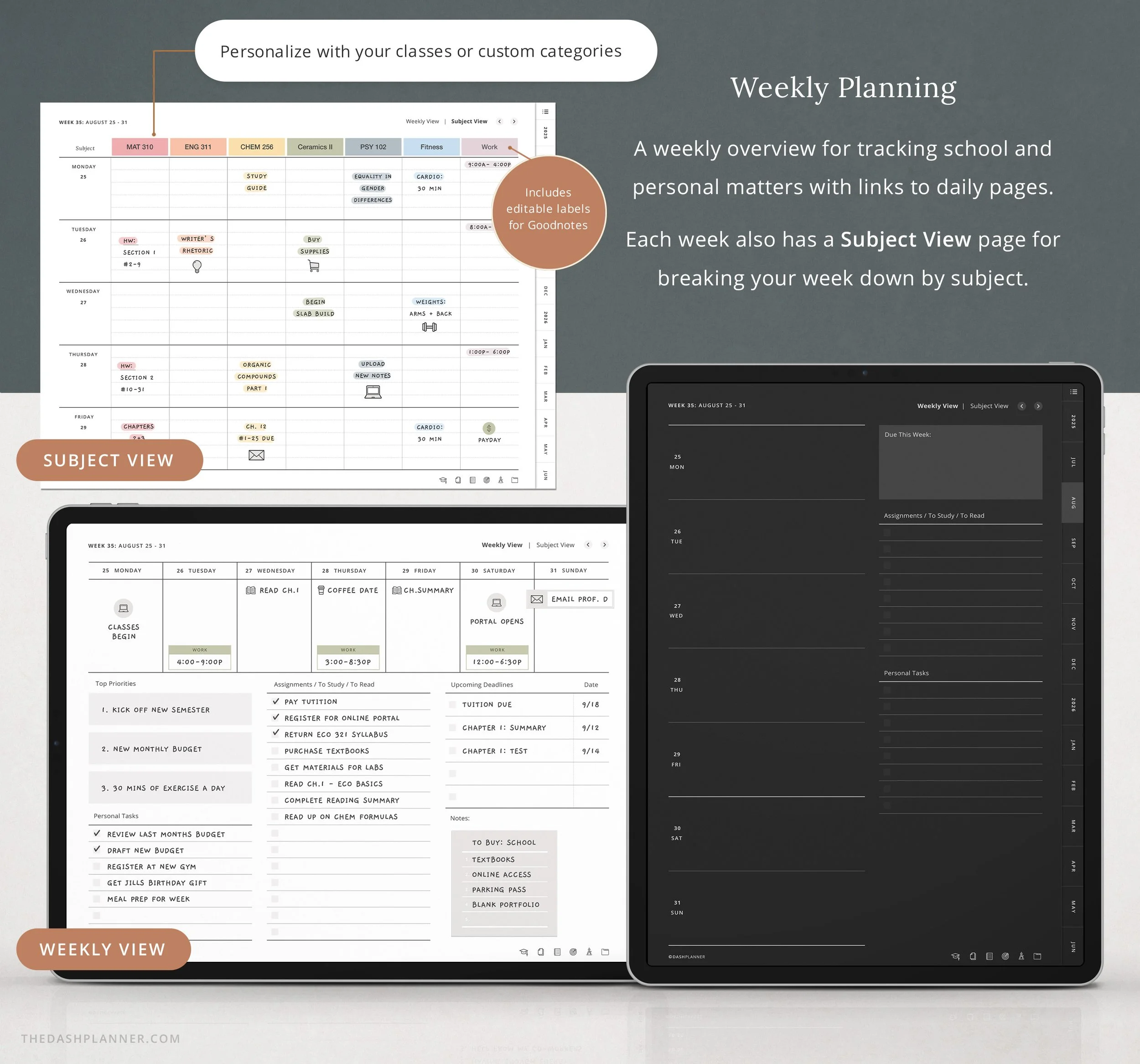 2025-2026 Digital Academic Planner for iPad | Hyperlinked Student ...
