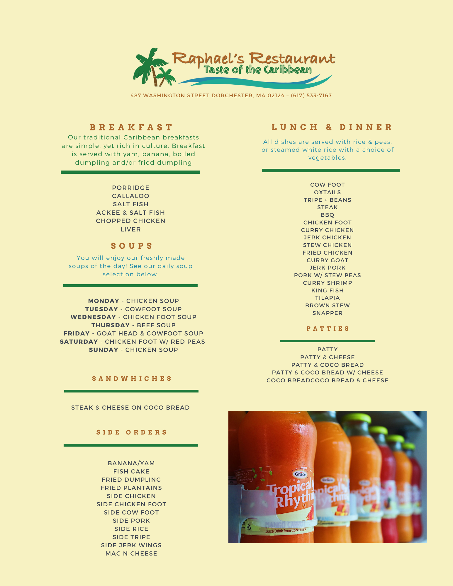 Menu — R A P H A E L ' S