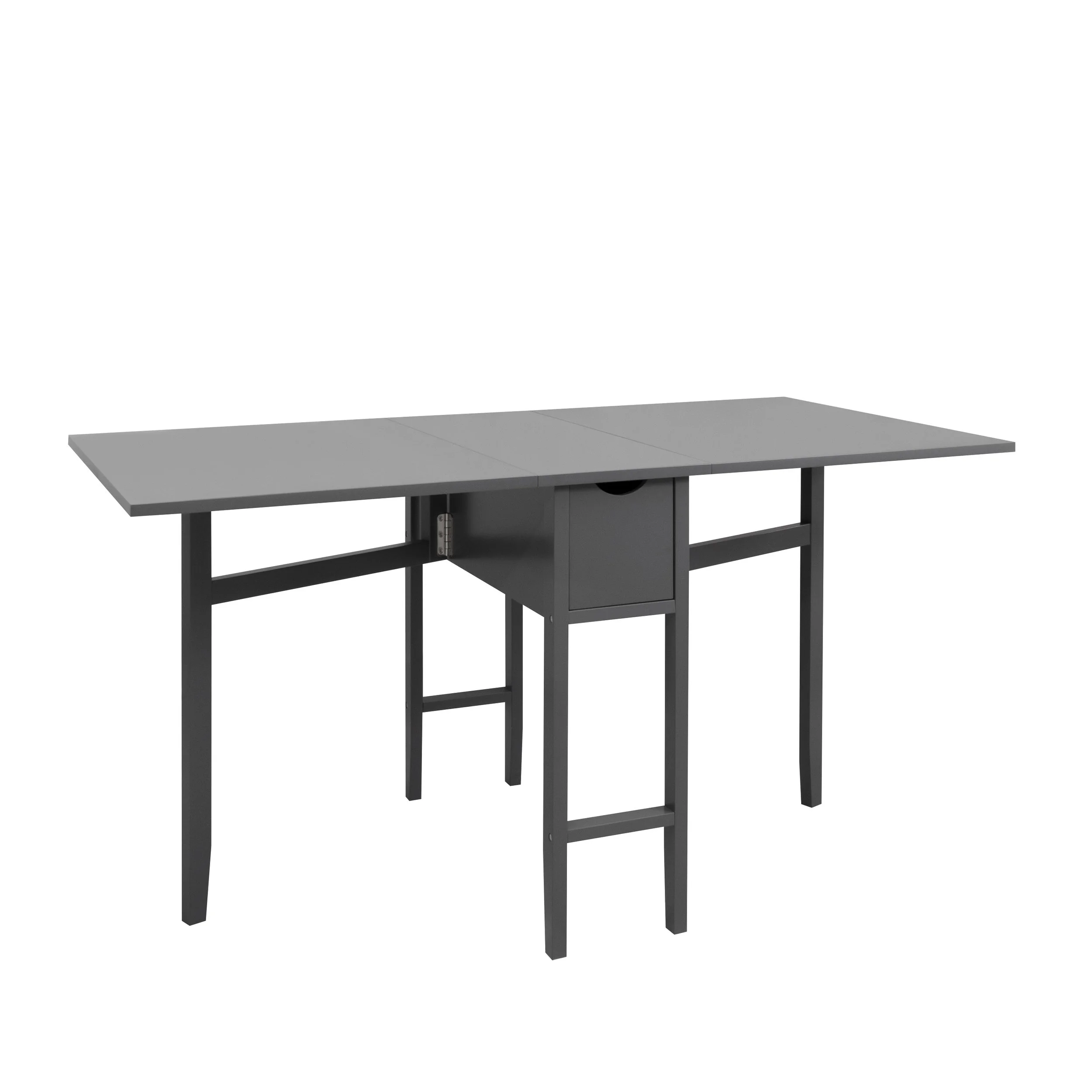 Gateleg Folding Table with Drawer in White — Furniture Warehouse