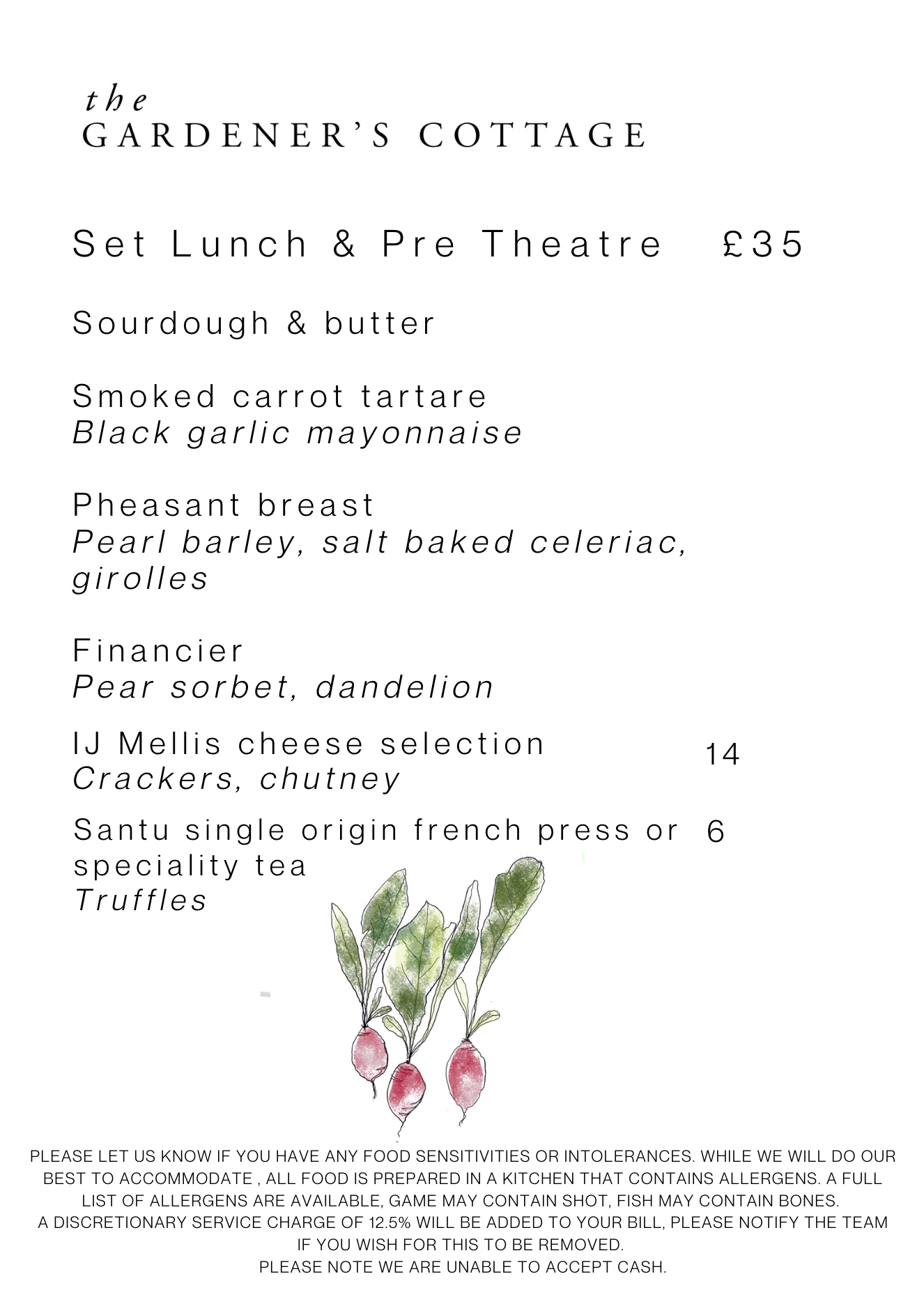Lunch Menu — The Gardener's Cottage