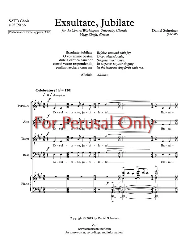 Exsultate, Jubilate (2019) — Daniel Schreiner, composer