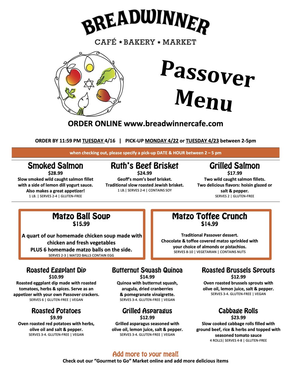 Holiday Menu — Breadwinner Cafe & Bakery