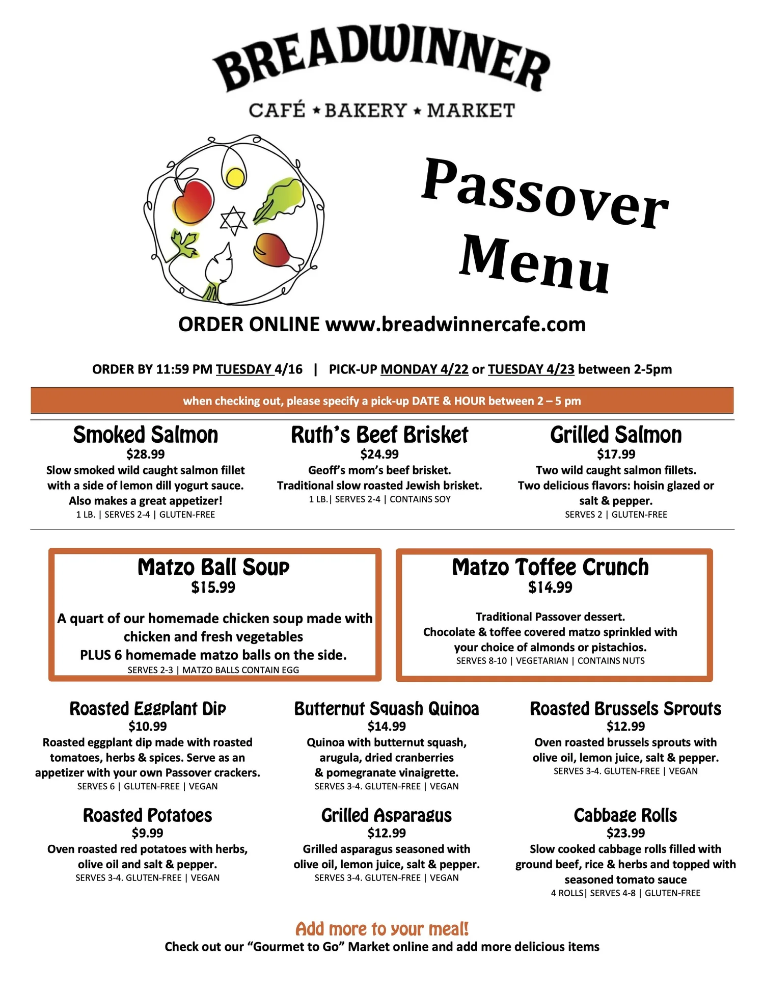 Holiday Menu — Breadwinner Cafe & Bakery