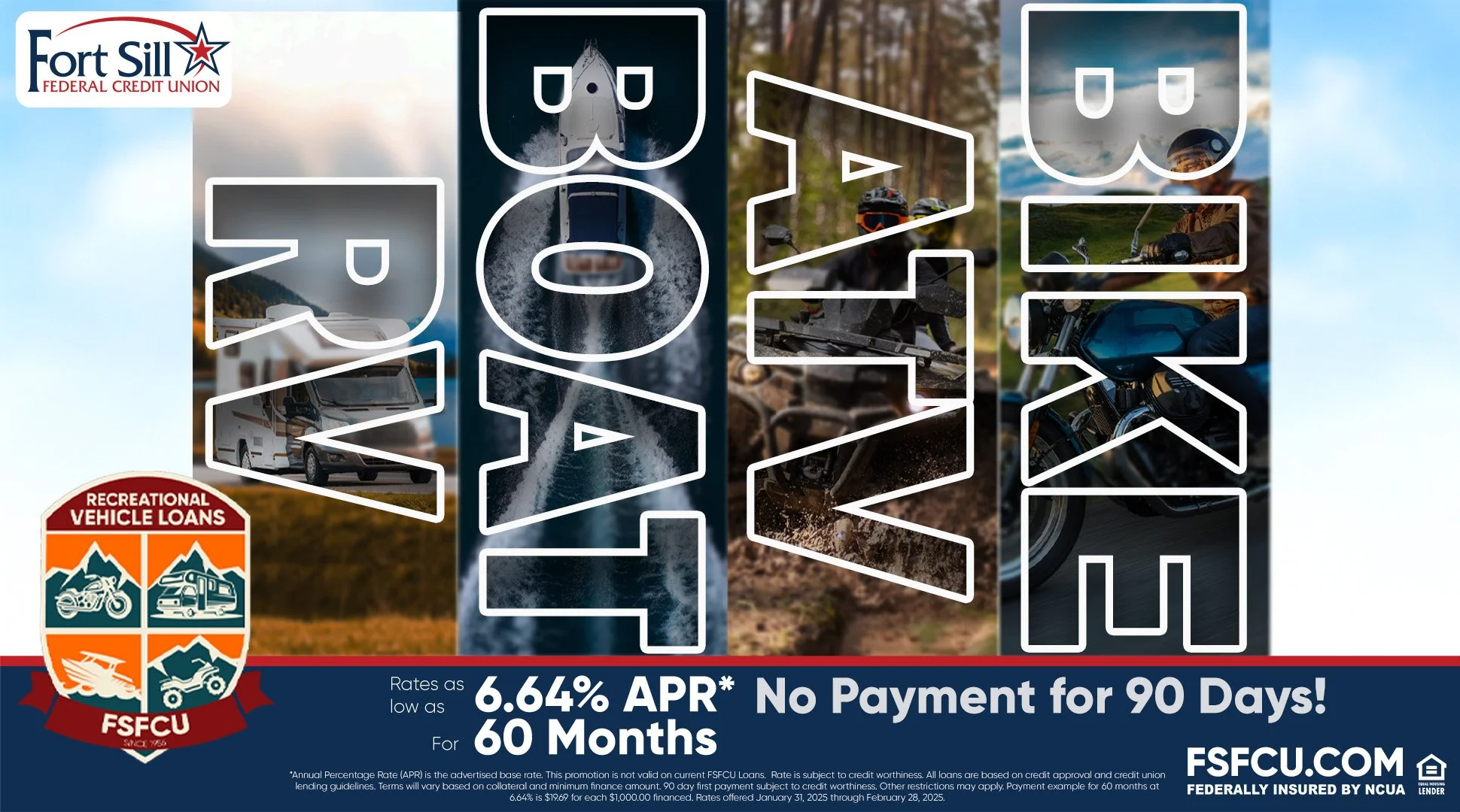 Recreational Vehicle (RV) Loans | Fort Sill Federal Credit Union