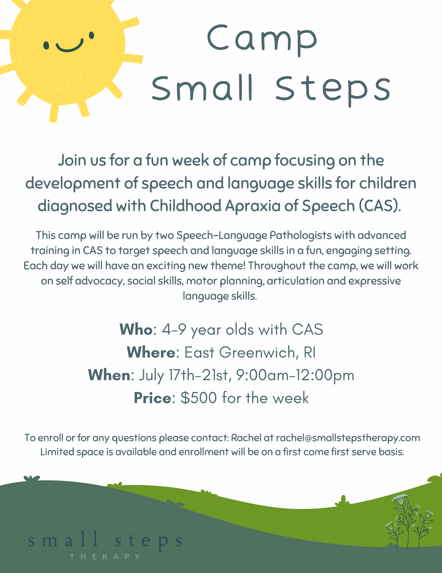 Summer Camp - Childhood Apraxia of Speech (CAS) — Small Steps Therapy