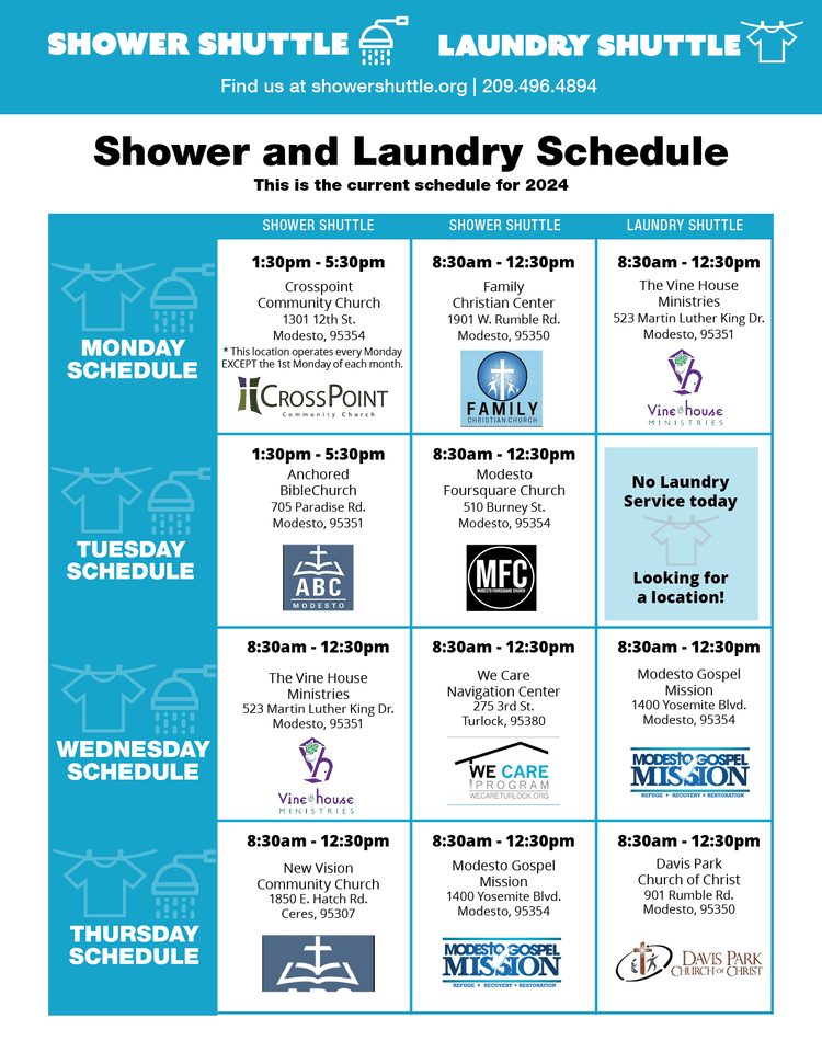 Schedule Shower and Laundry — Shower Shuttle
