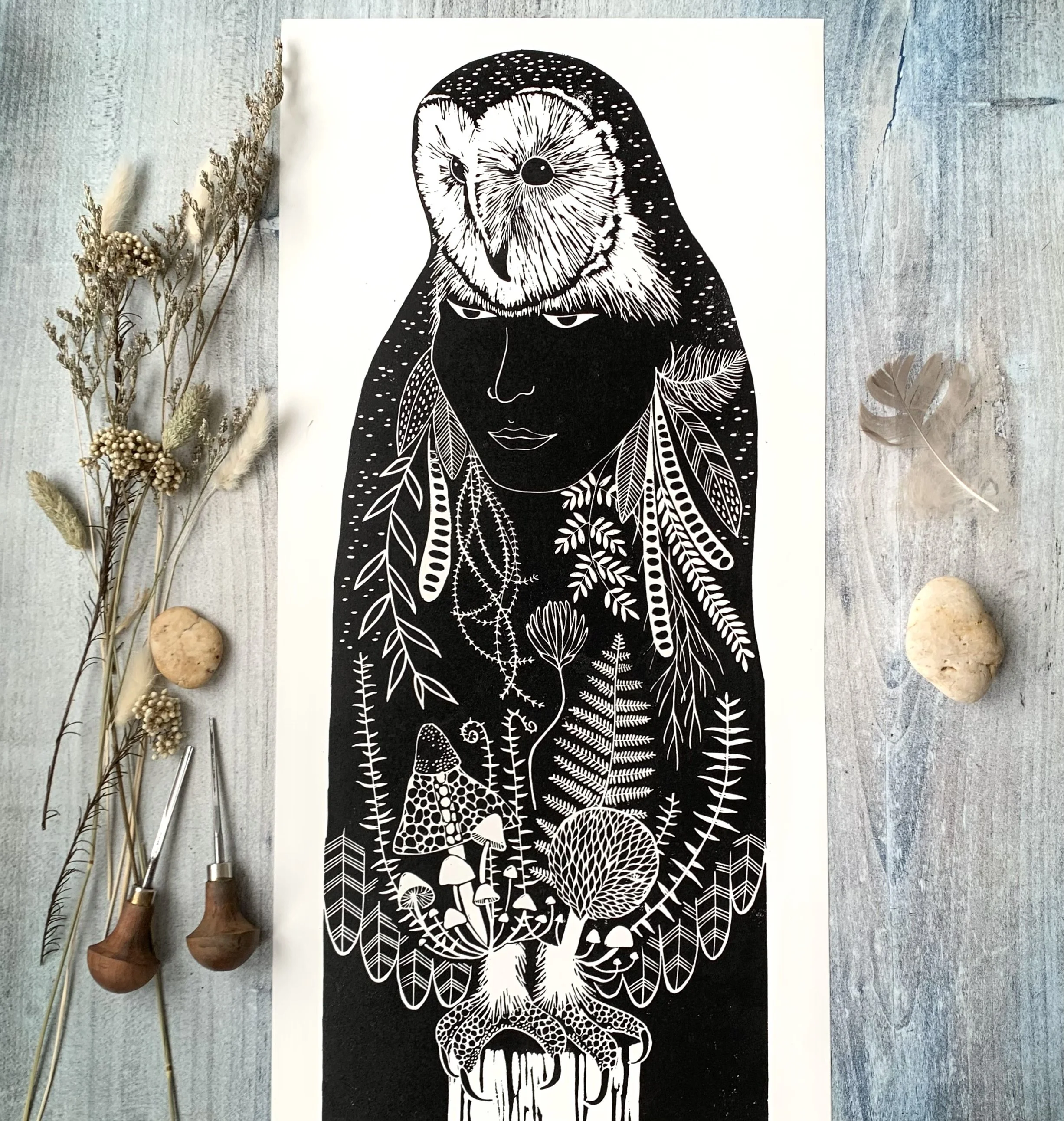 Athena: the Goddess of Wisdom — Handcrafted Folktale Linocuts