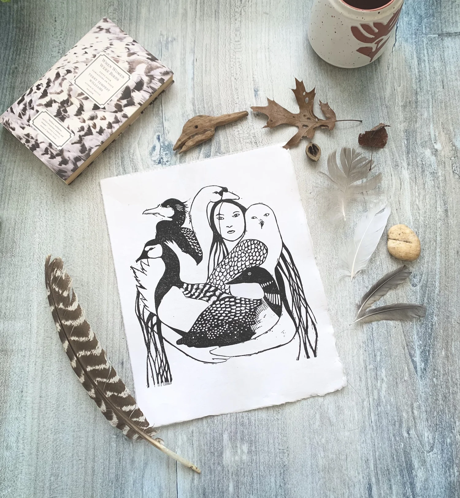 The Bird Woman Inside Us — Handcrafted Folktale Linocuts