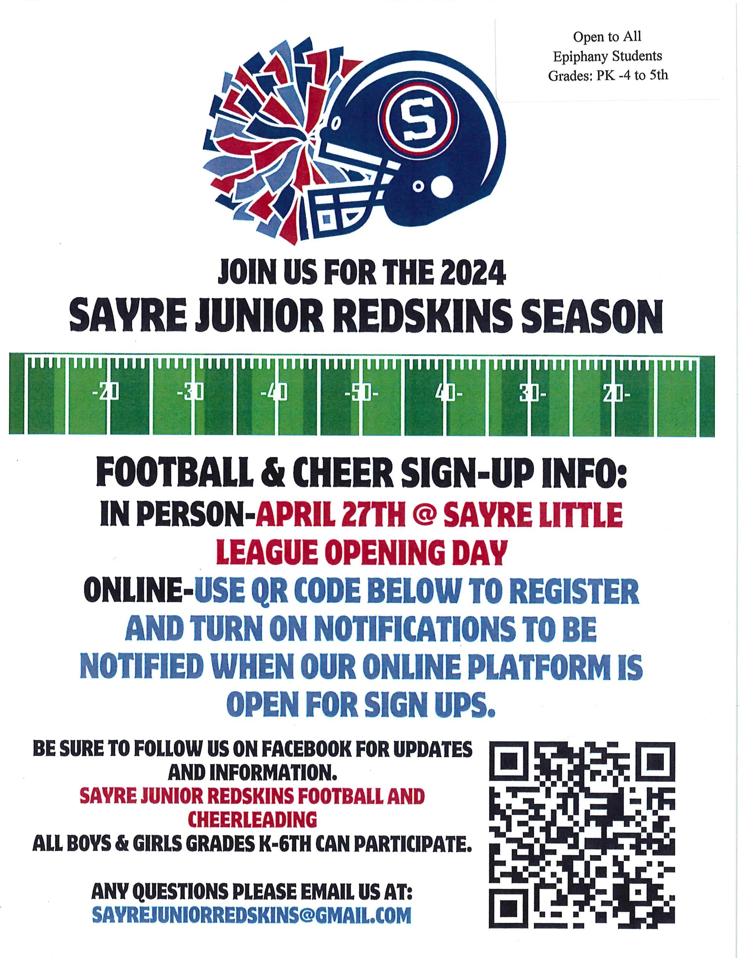 Sayre Football & Cheerleading Sign Ups — The Epiphany School