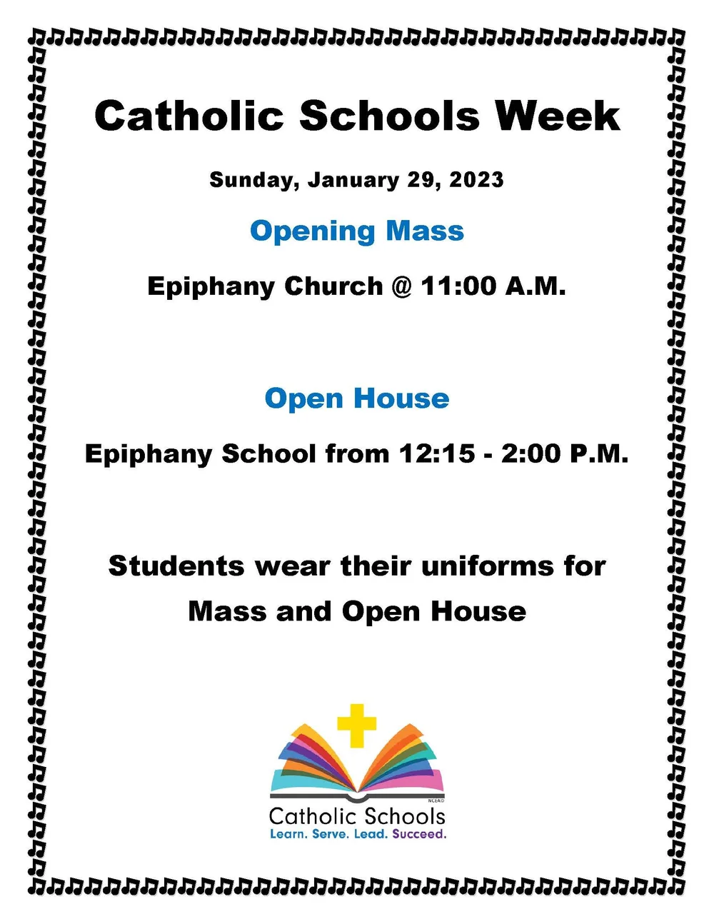 Save the Date – Catholic Schools Week — The Epiphany School