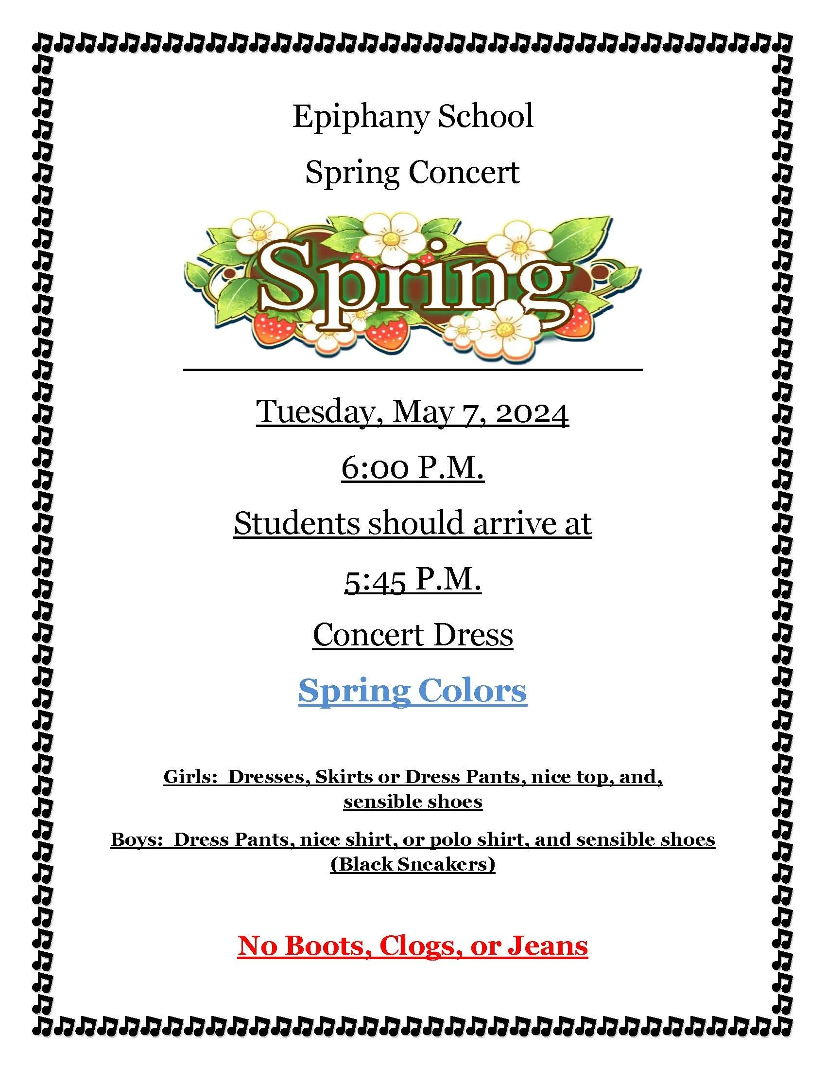 Spring Concert Dress Code — The Epiphany School