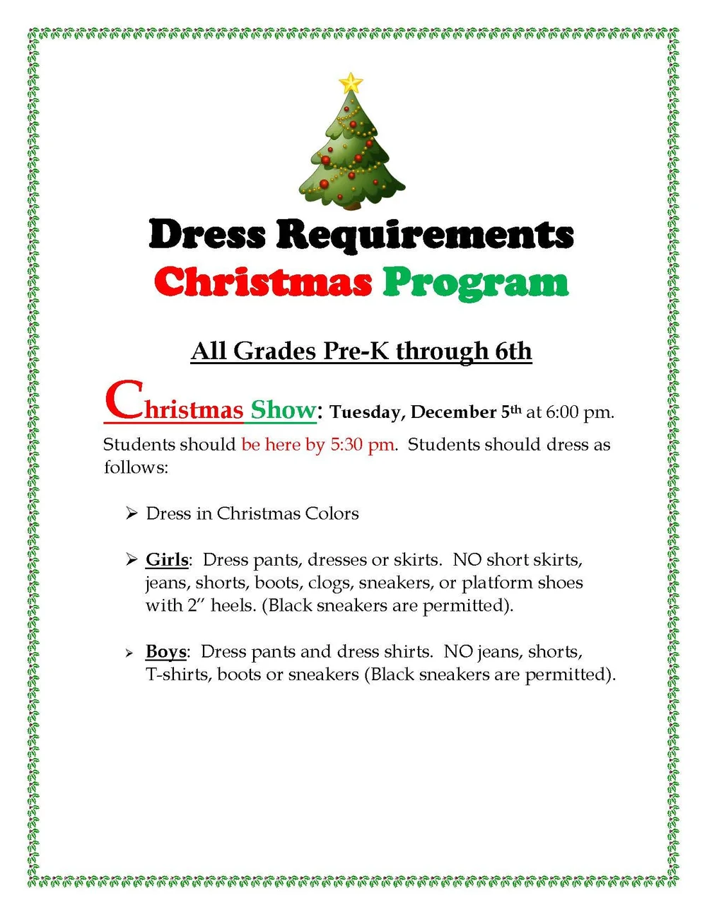 Christmas Concert Dress Code — The Epiphany School