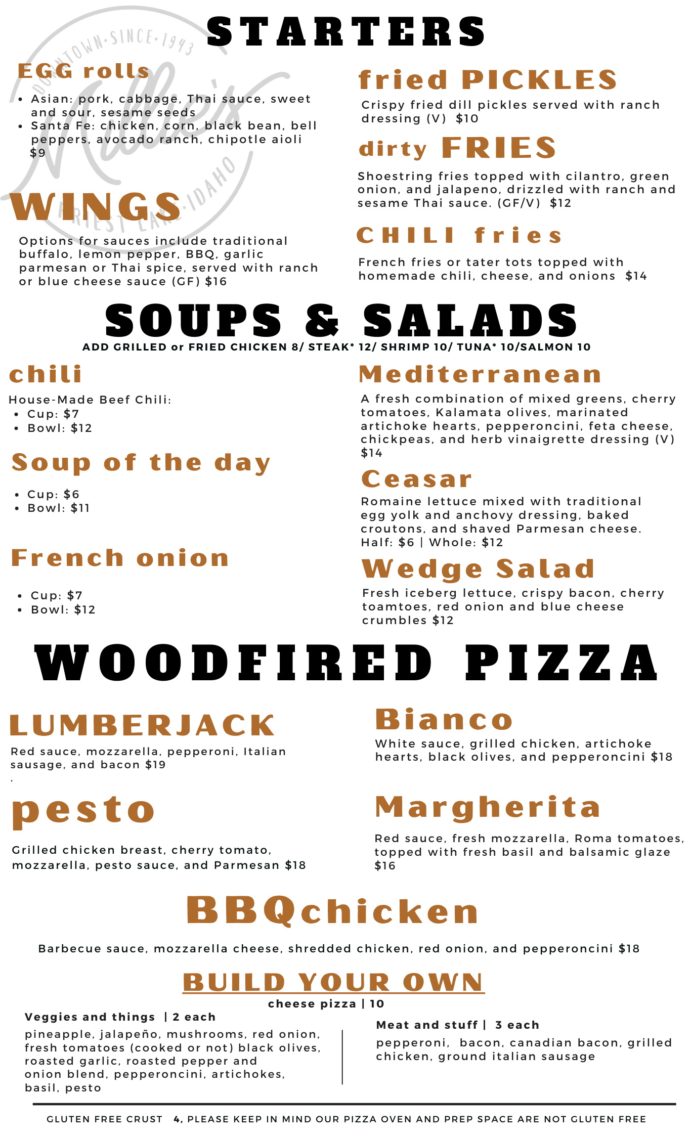 Menu — Millie's Priest Lake