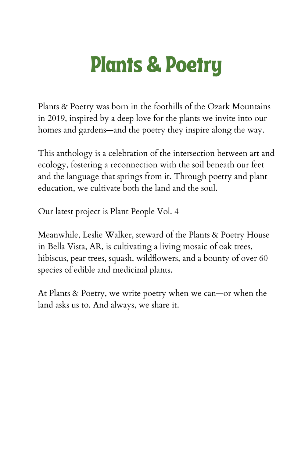 Plant People Vol. 4 — plants & poetry