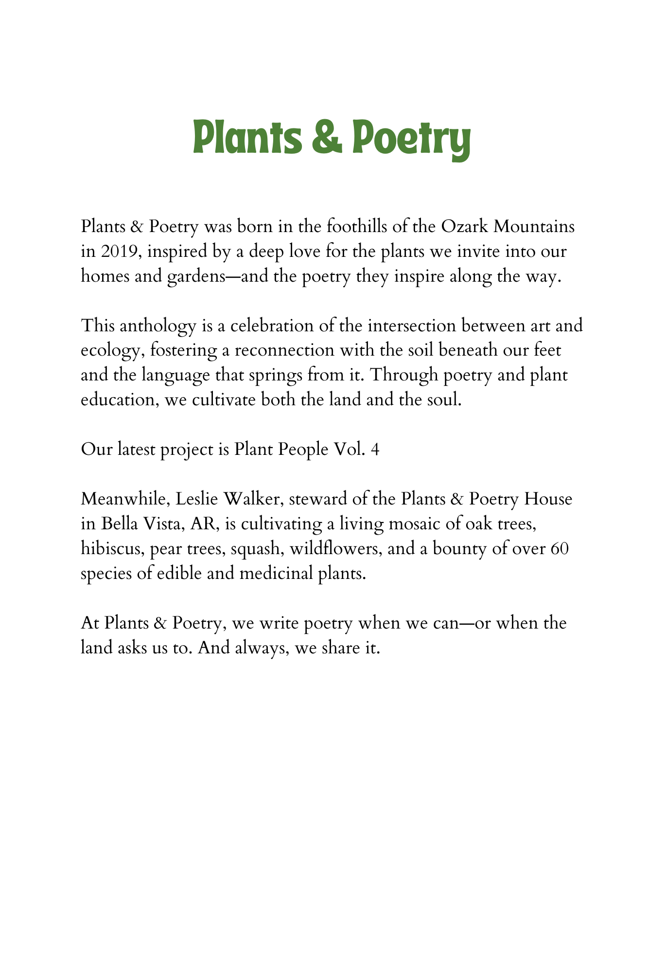 Plant People Vol. 4 — plants & poetry