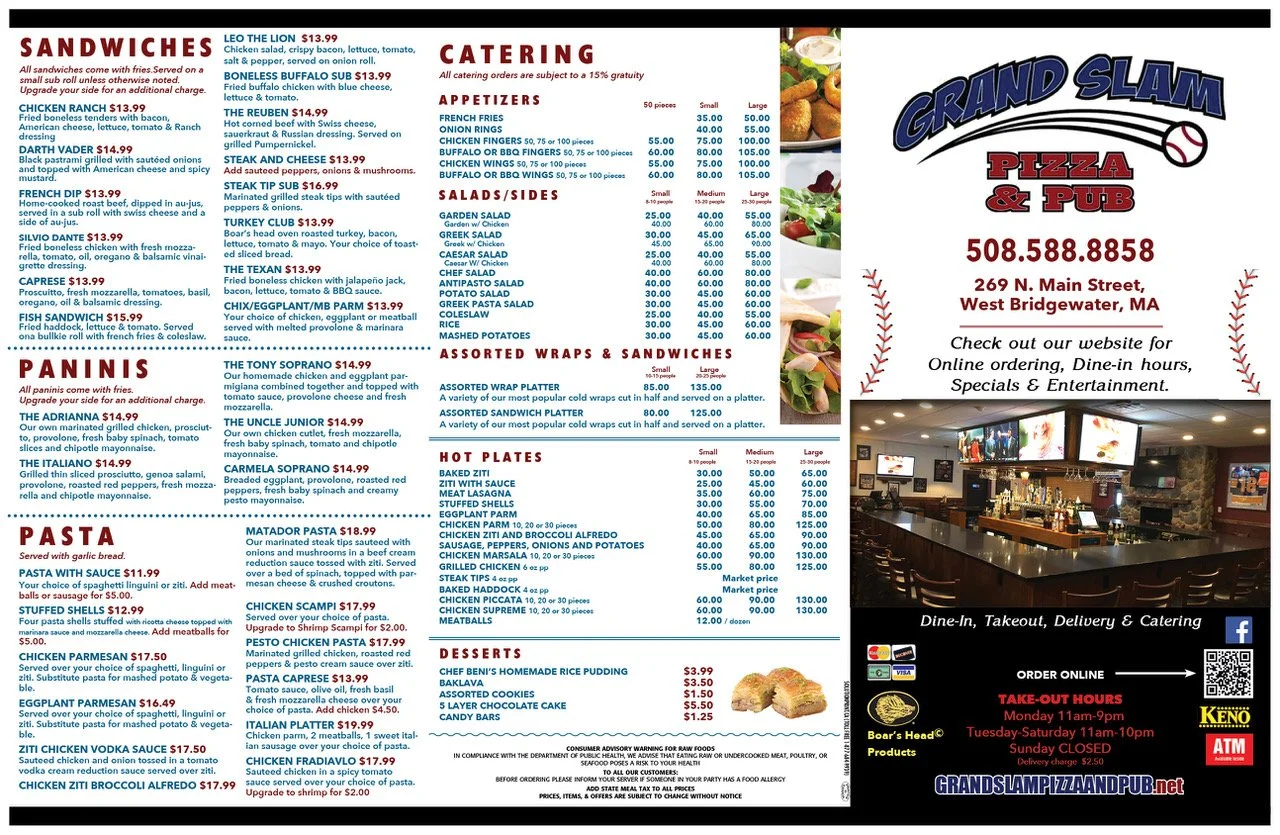 Takeout & Delivery Menus — Grand Slam