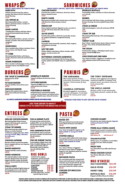 Restaurant Menus — Grand Slam