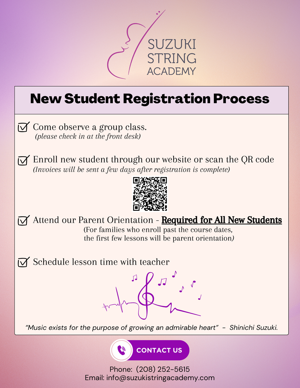 New Student Enrollment — Suzuki String Academy