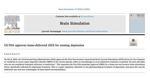 New Editorial: US FDA approves home-delivered tDCS for treating ...