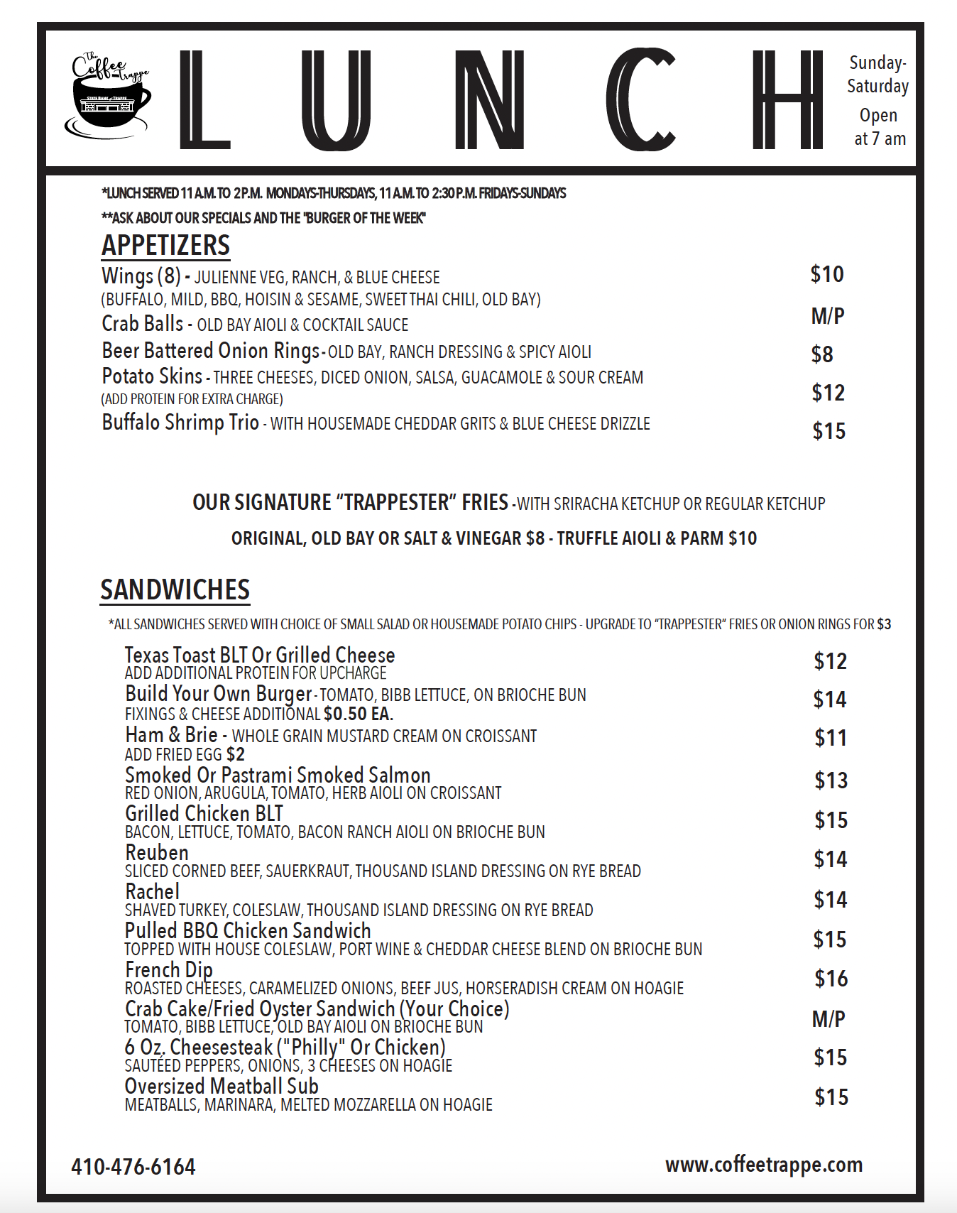 Our Menus | Breakfast & Lunch | Order Now — The Coffee Trappe