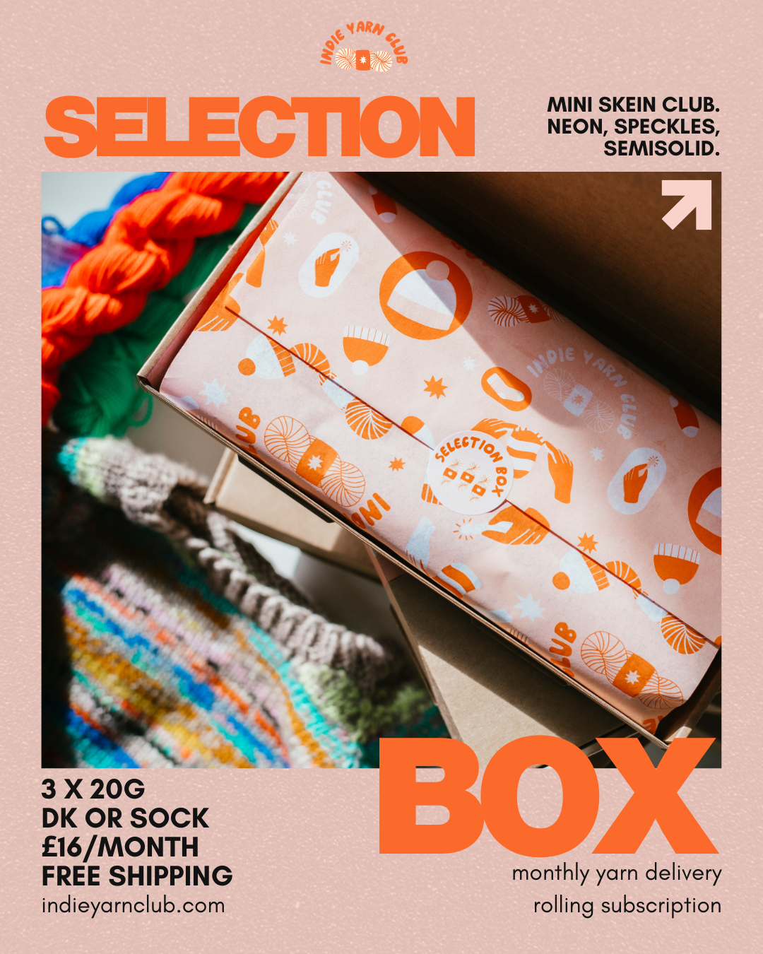 Selection Box: Mini Skein Subscription Club (3 x 20g) — Indie Yarn Club