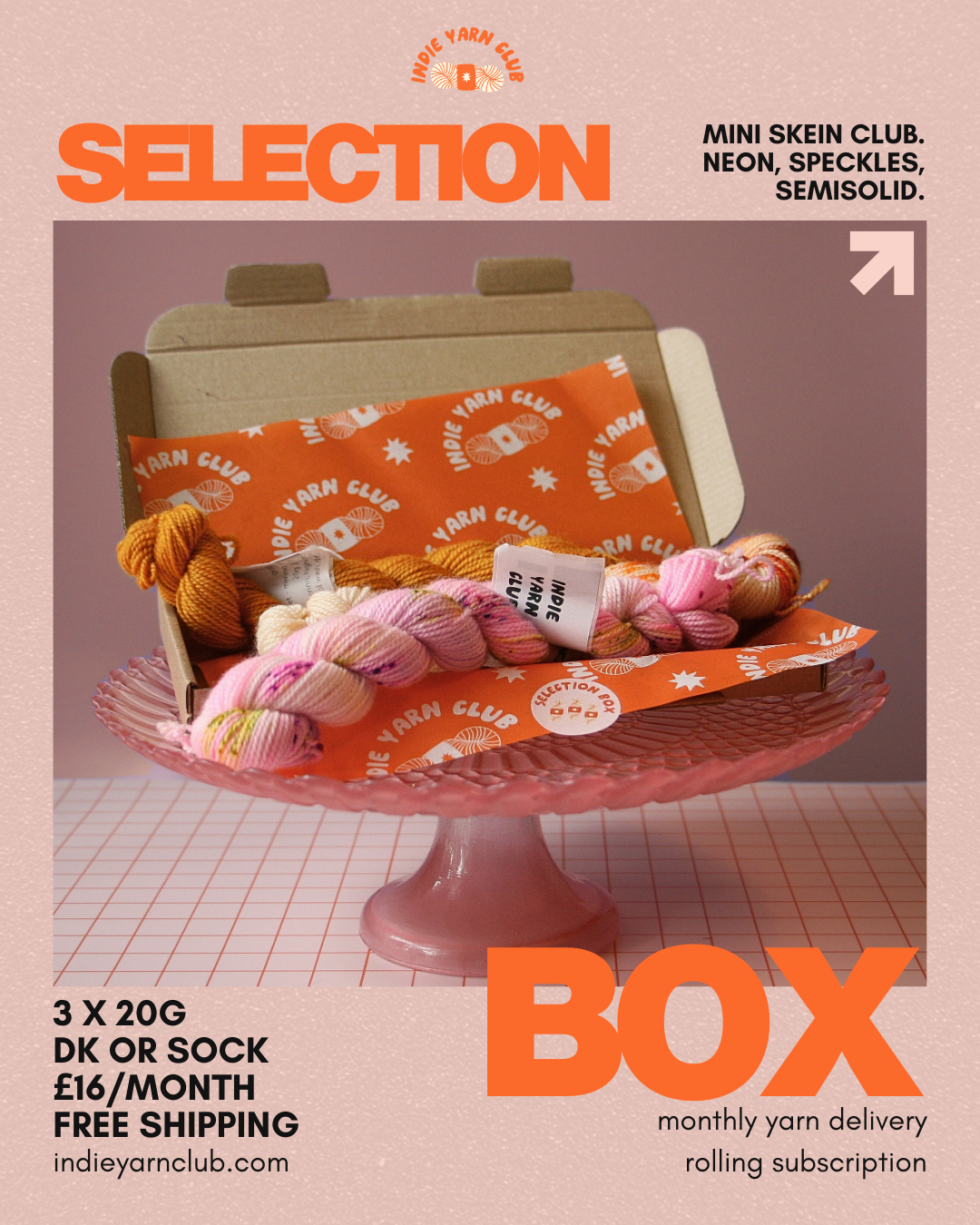 Selection Box: Mini Skein Subscription Club (3 x 20g) — Indie Yarn Club