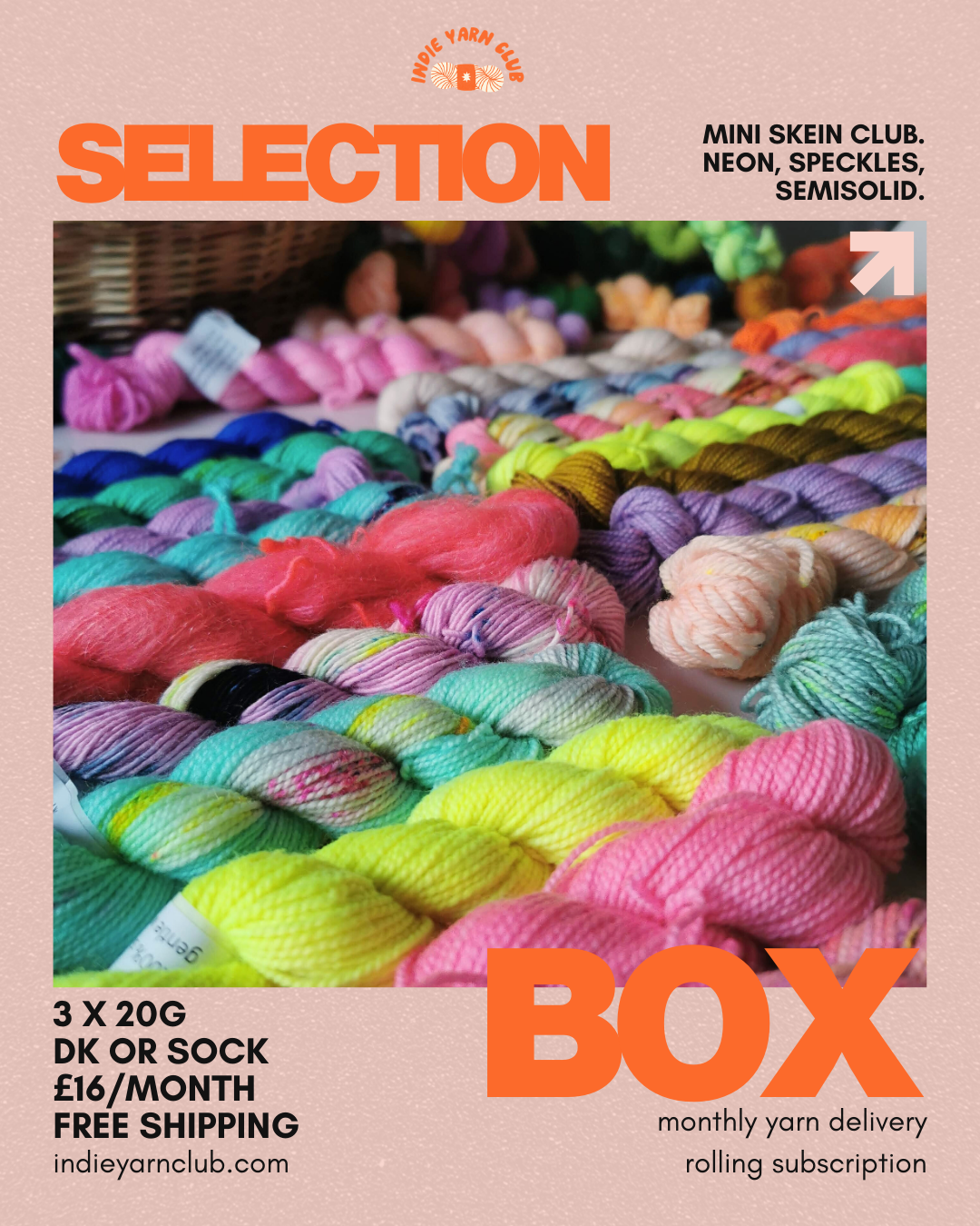 Selection Box: Mini Skein Subscription Club (3 x 20g) — Indie Yarn Club