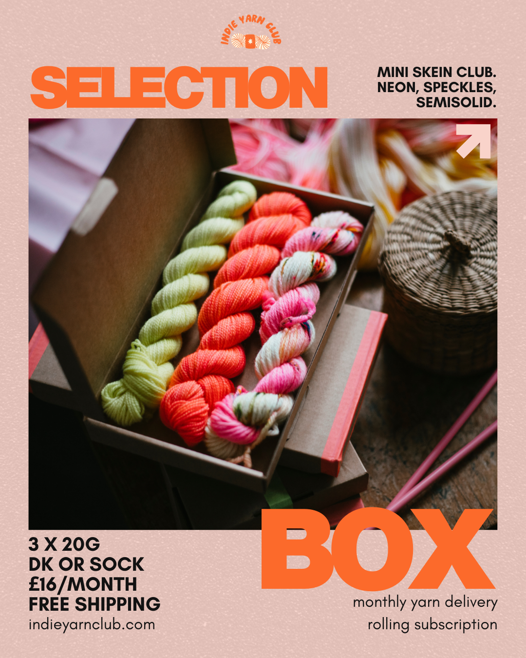 Selection Box: Mini Skein Subscription Club (3 x 20g) — Indie Yarn Club