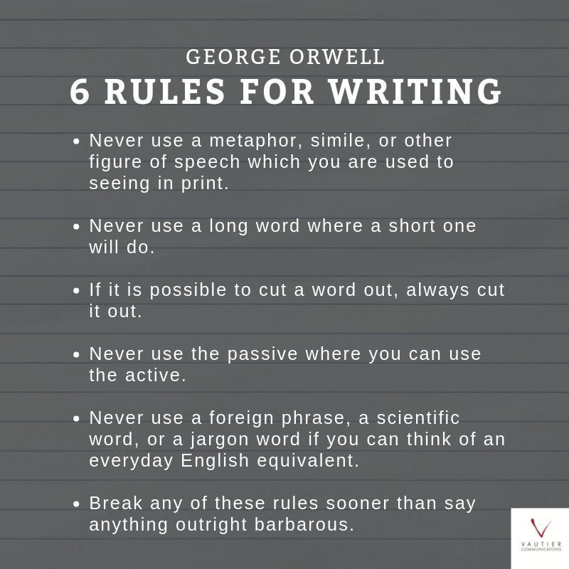 6 Rules for Writing (George Orwell) — Vautier Communications