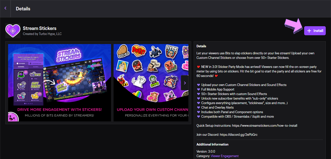 Как настроить stream stickers