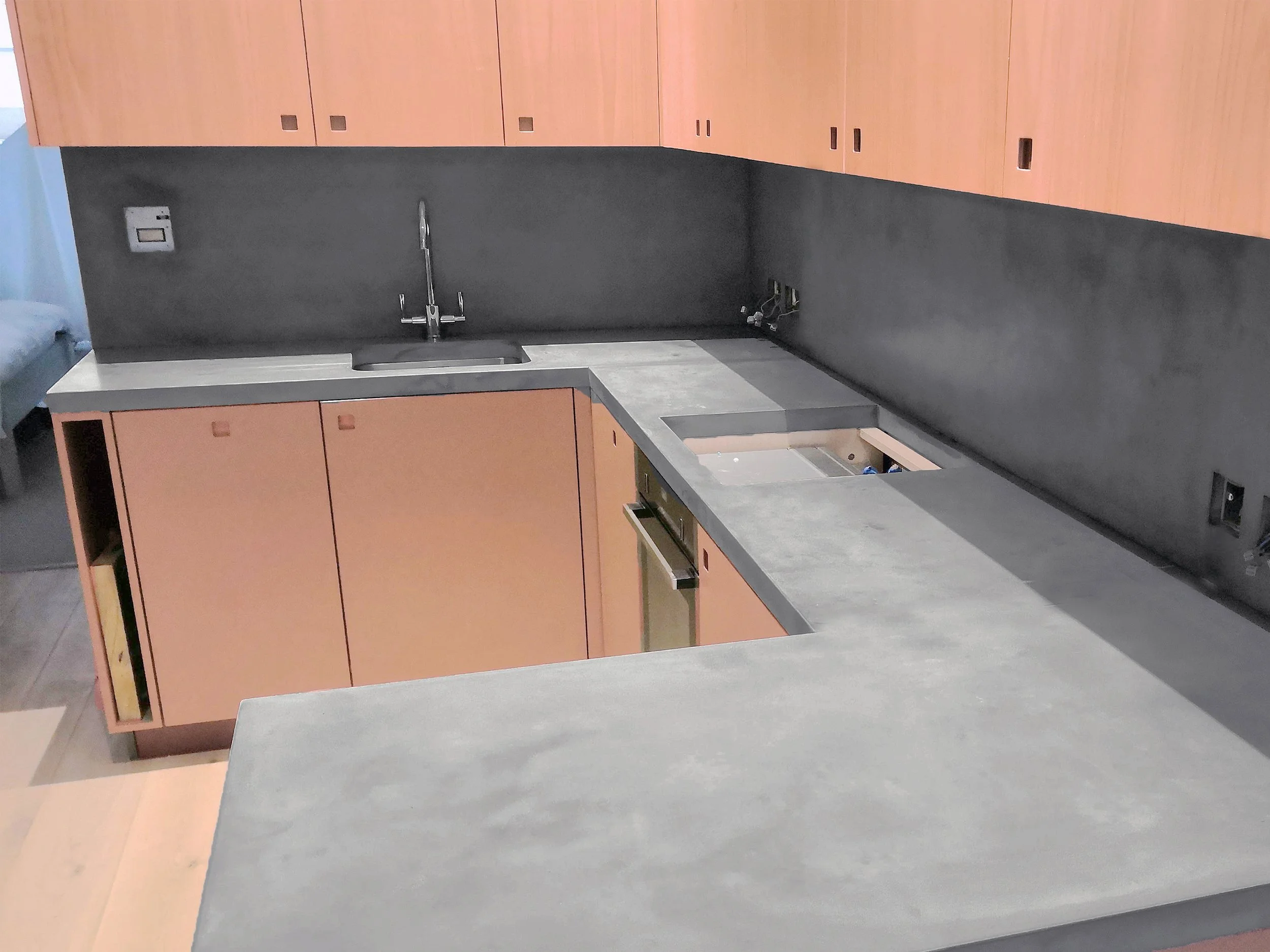 Kitchen splashback panels - Polished concrete splashback panels/tiles ...