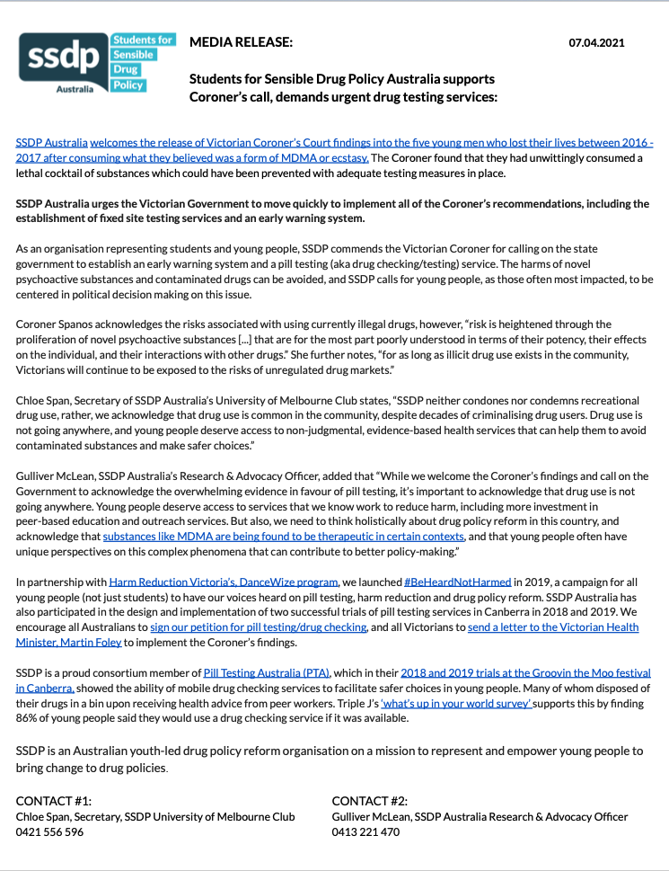 Statements and Submissions — SSDP