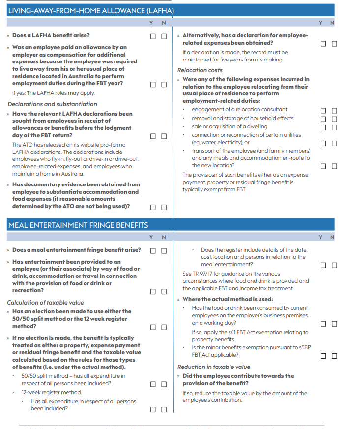 FBT Checklist 2024-25 — CE Smith & Co. Mackay