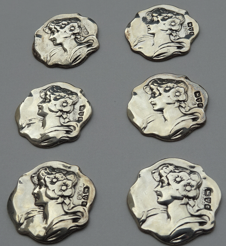 Silver antique buttons for sale — VINTAGE BUTTON EMPORIUM
