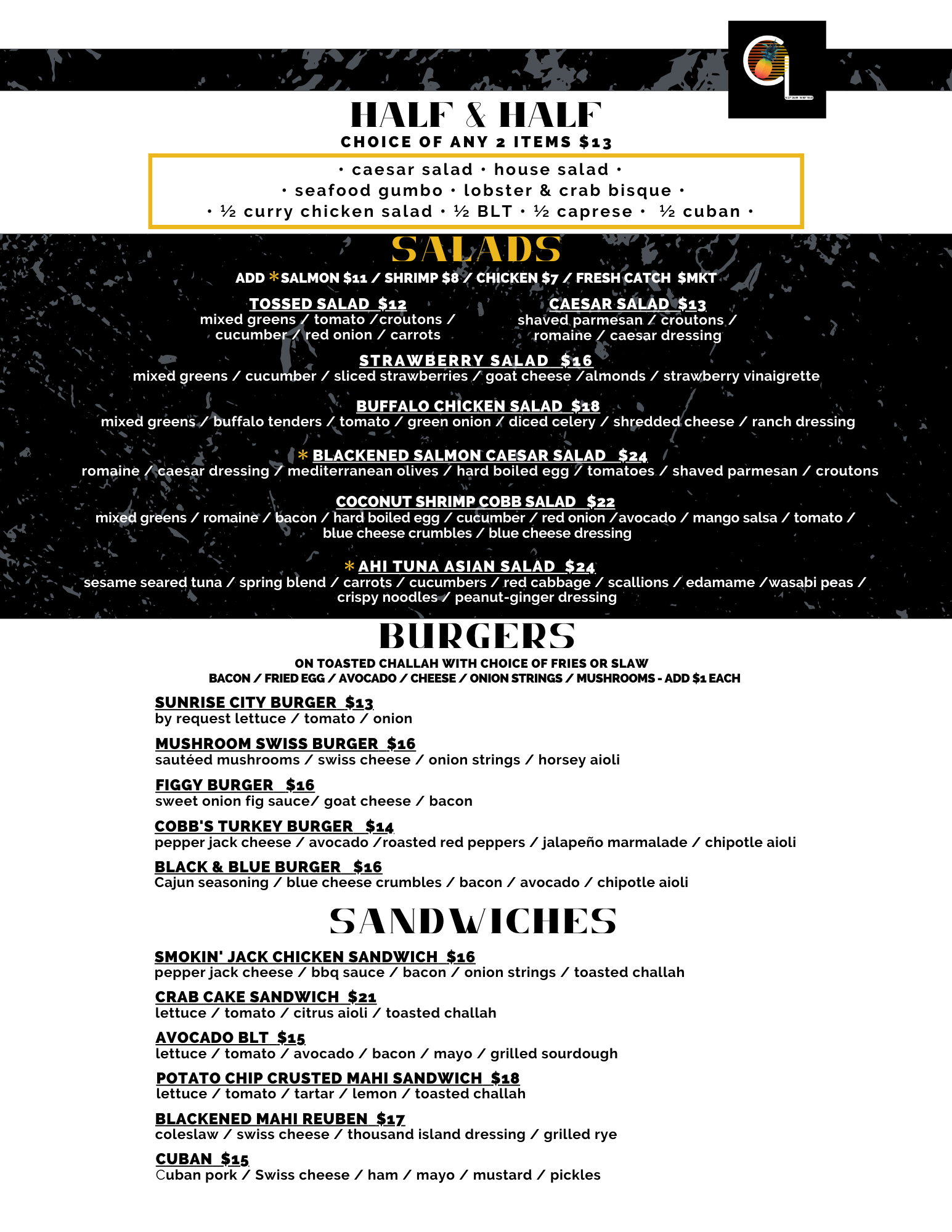 Menu — Cobb's Landing