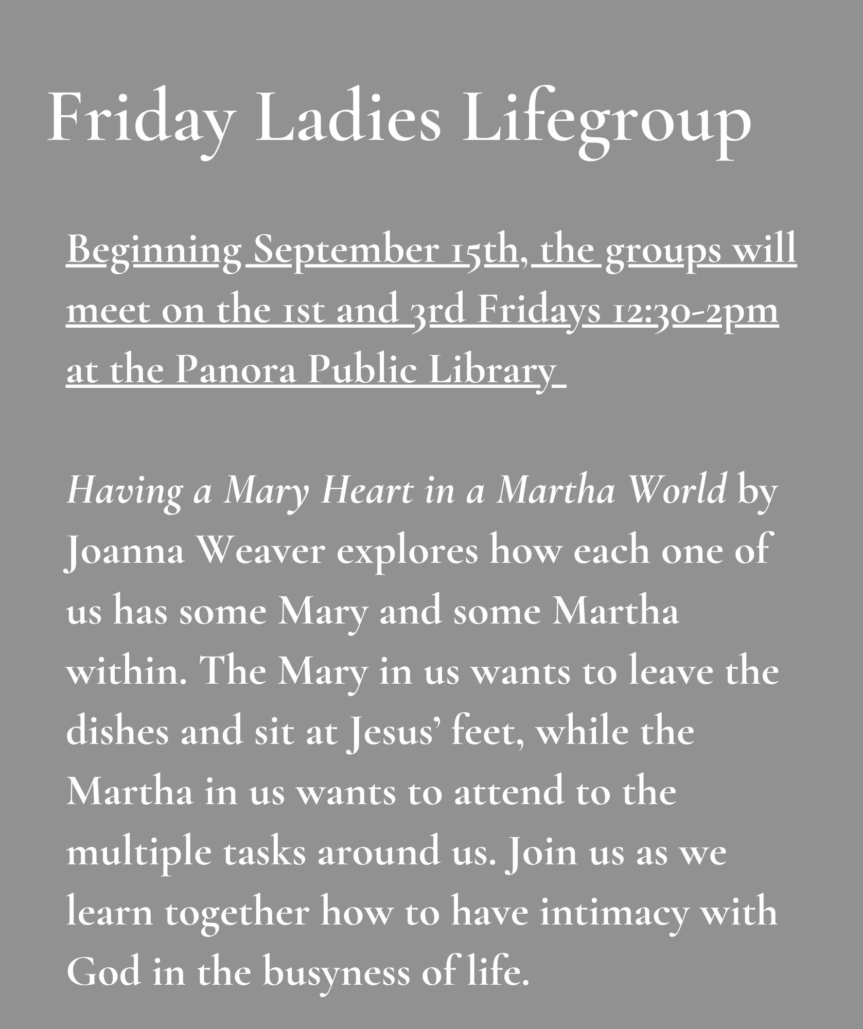 Lifegroups — Faith Bible Church Panora, IA
