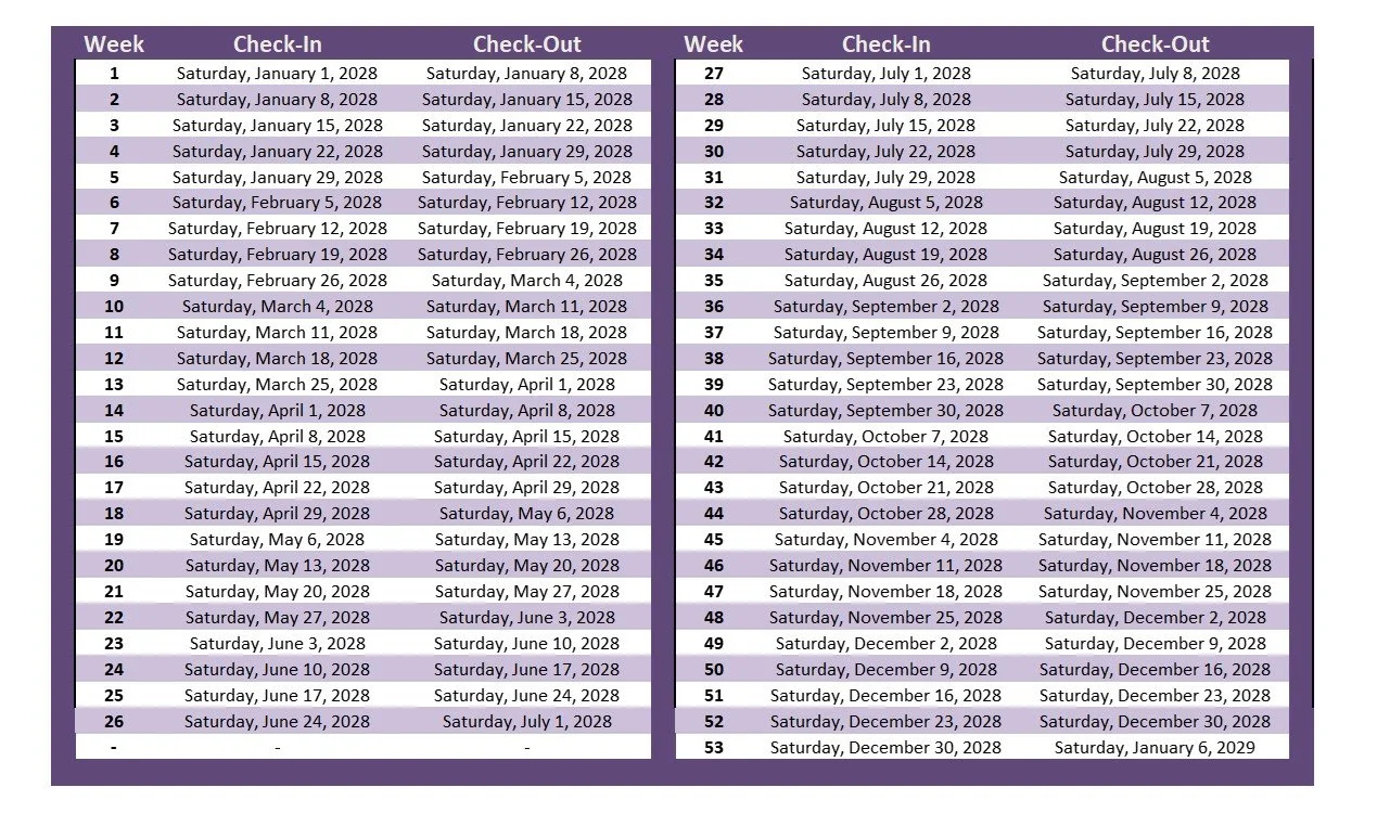 Timeshare Calendars — Ocean Villas
