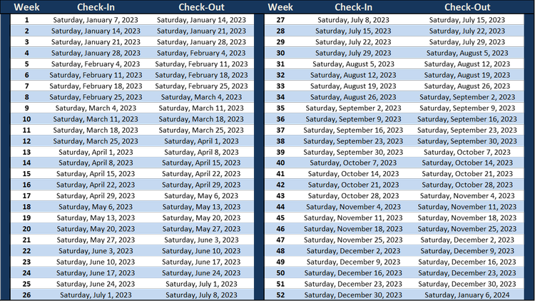 Timeshare Calendars — Ocean Villas