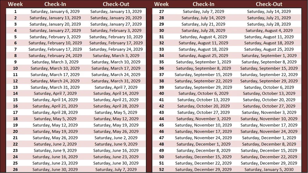 Timeshare Calendars — Ocean Villas