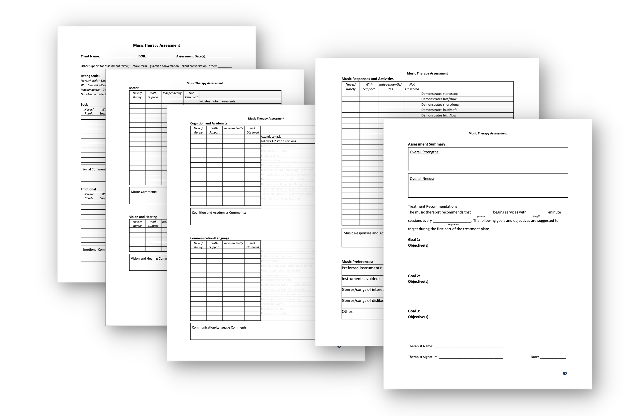 Music Therapy Made Simple Assessment Forms For Music Therapists Music Therapy Made Simple Assessment Forms For Music Therapists