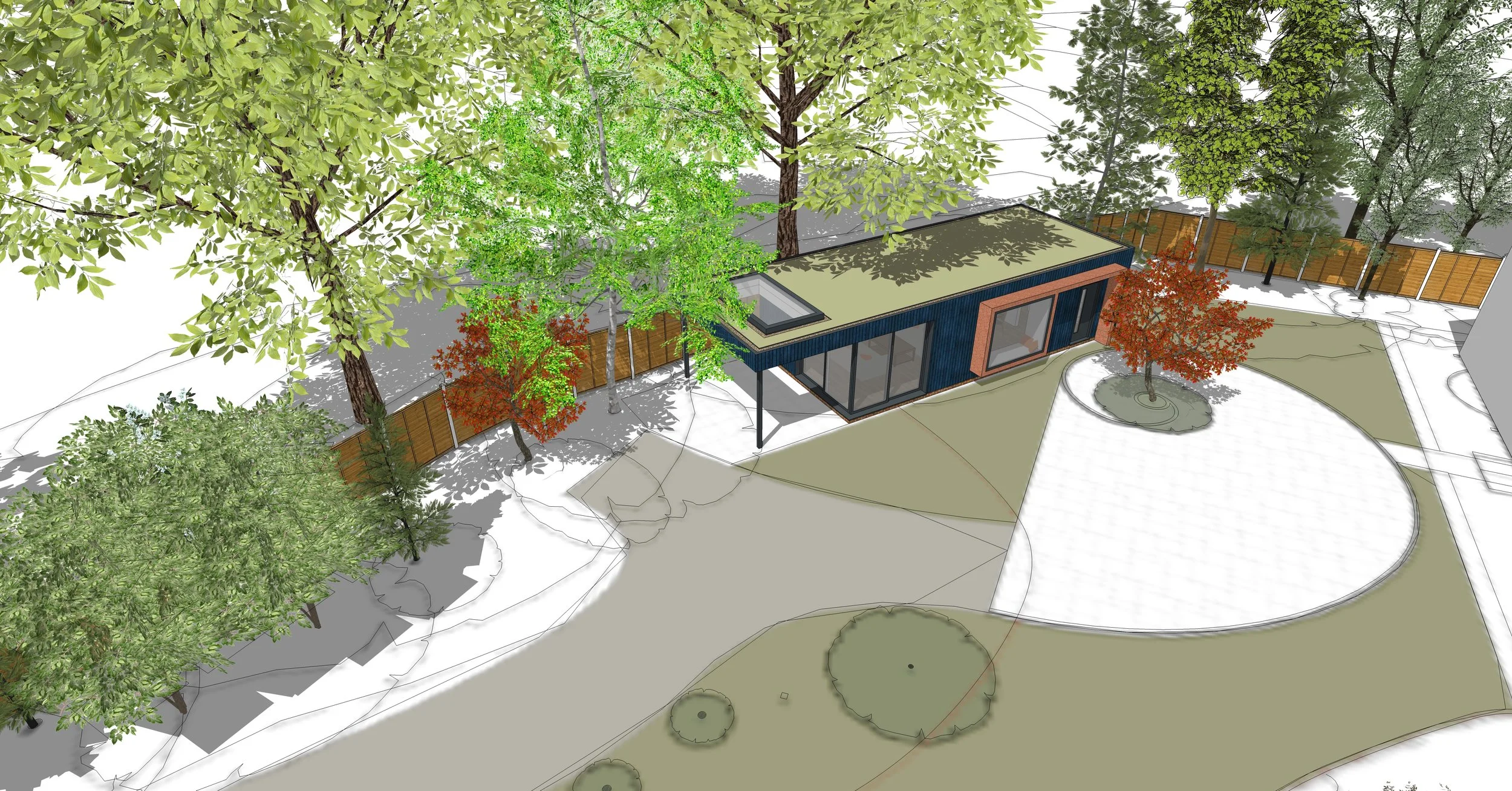 Latest sketch proposals for a new garden studio/gym in a private leafy ...