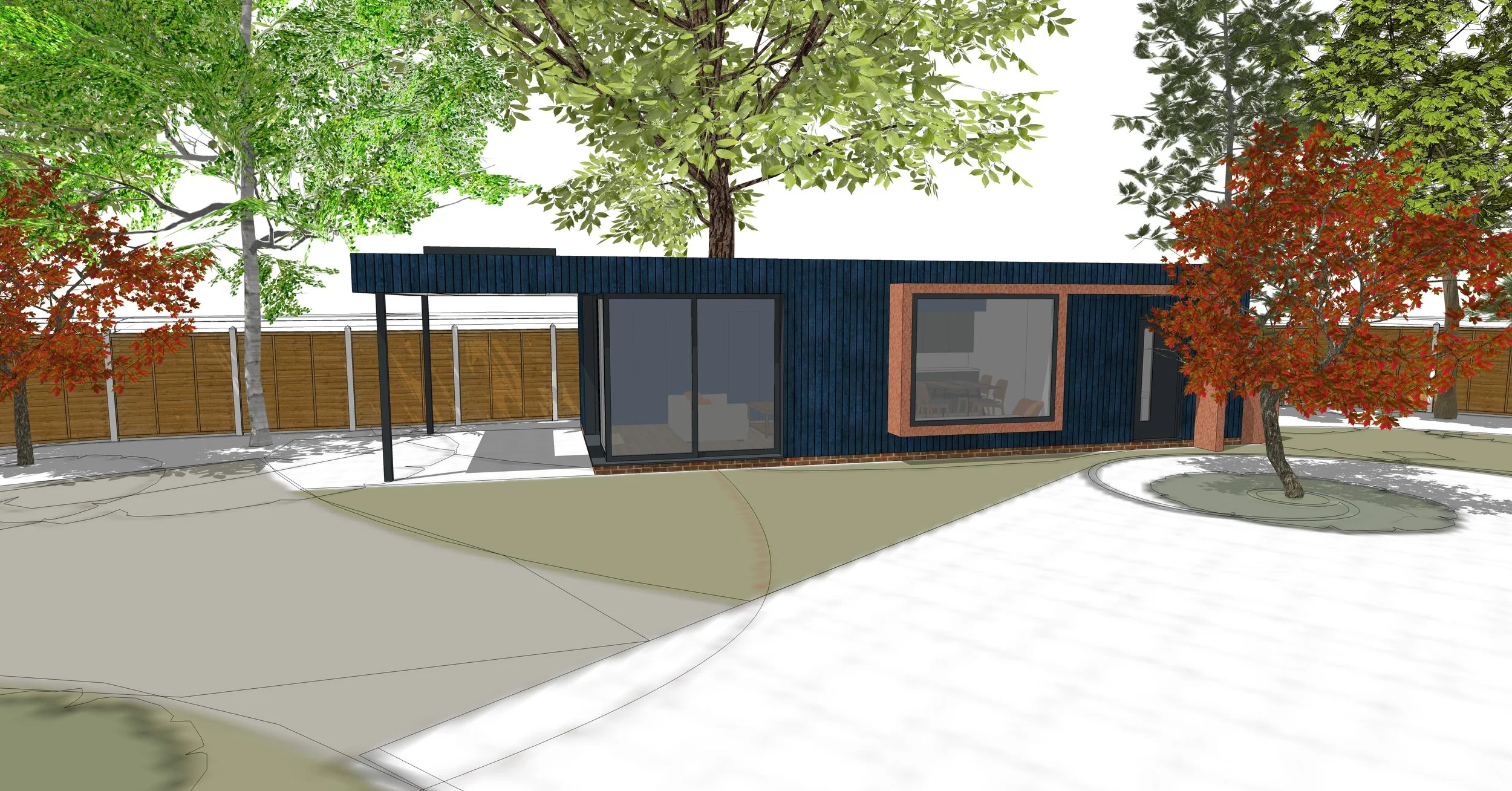 Latest sketch proposals for a new garden studio/gym in a private leafy ...