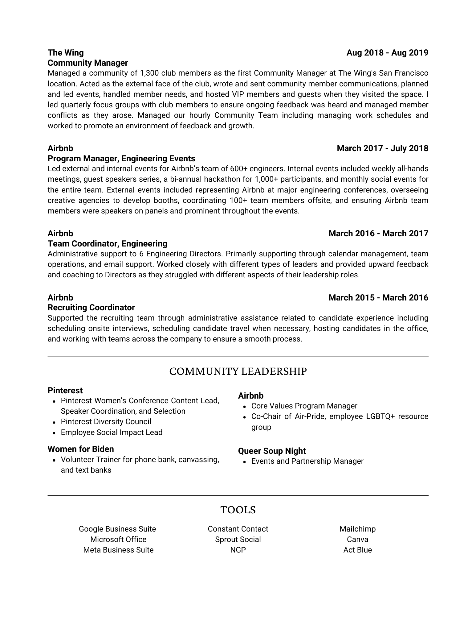 Experience — Georgina Stuart Oram