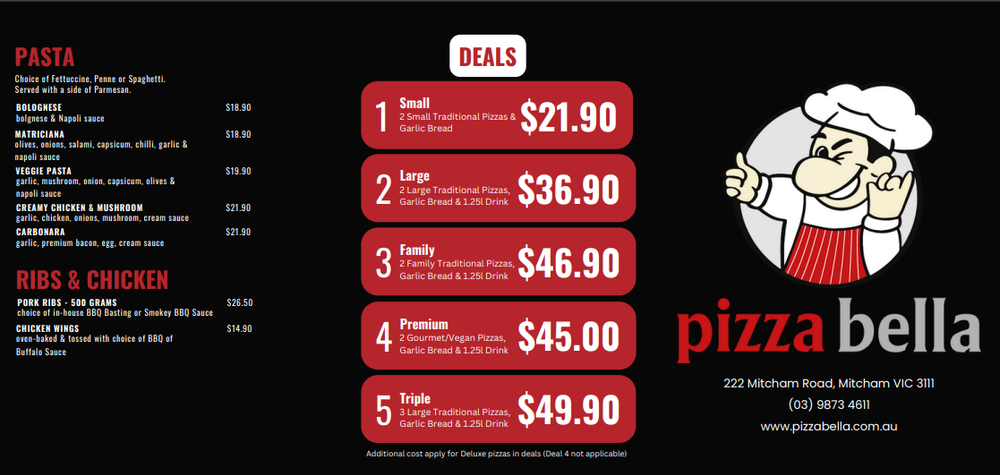 Menu — Pizza Bella