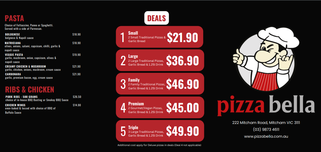 Menu — Pizza Bella