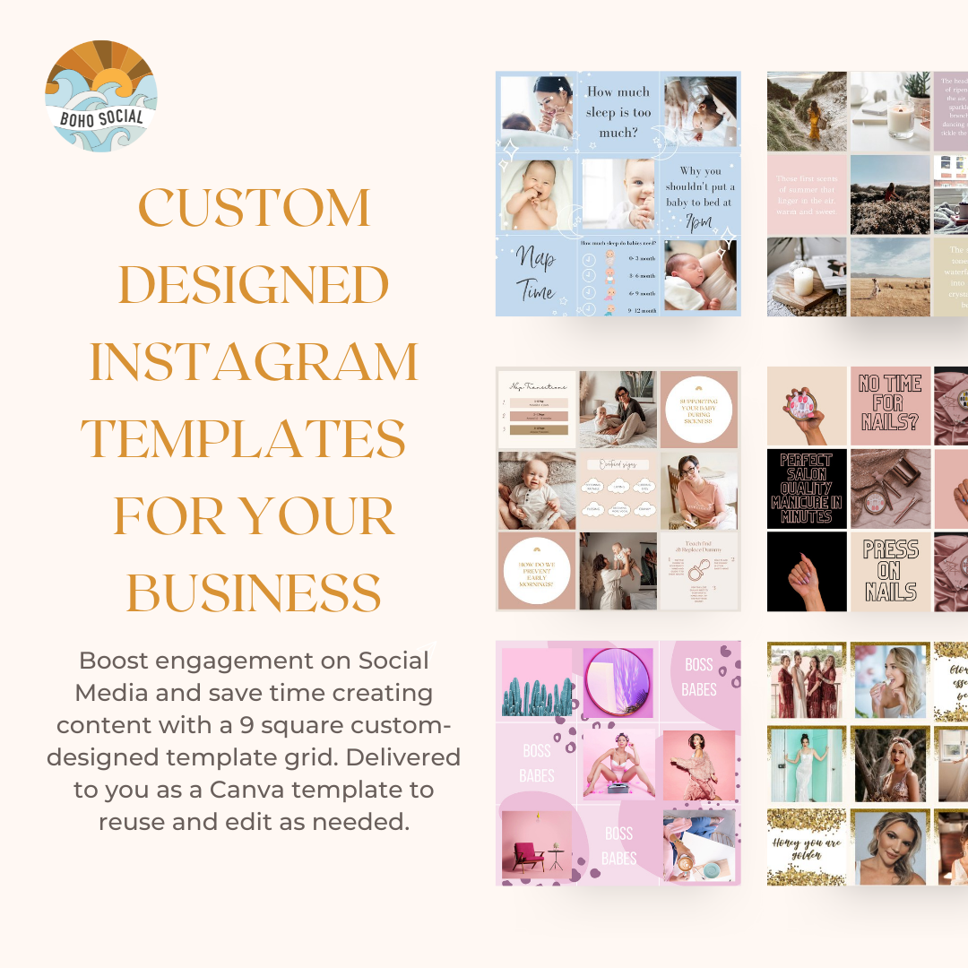 CUSTOM DESIGNED TEMPLATES $297 +GST — Boho Social | Social media help ...
