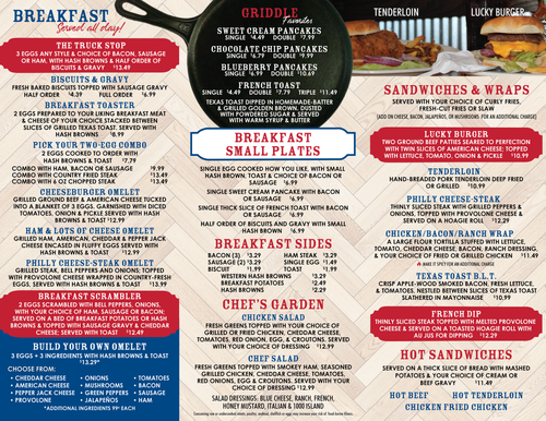 country cafe menu — Trex Mart