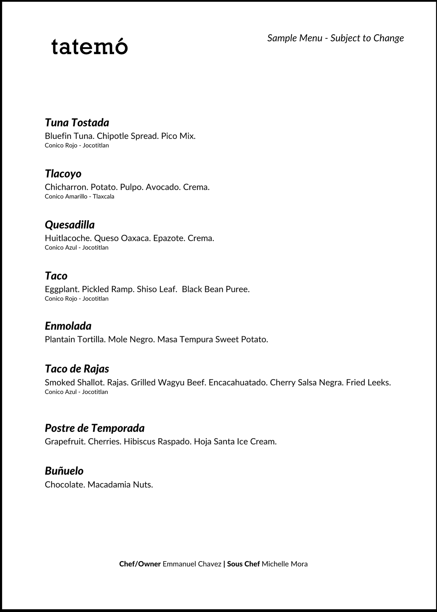 Reservations — TATEMÓ